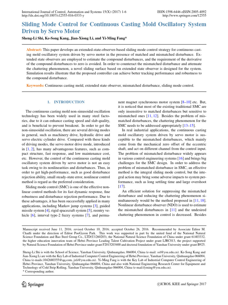 International Journal of Control, Automation and Systems | PDF