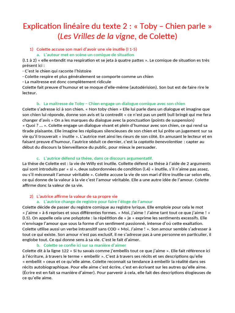 Explication Linéaire Du Texte 2 | PDF