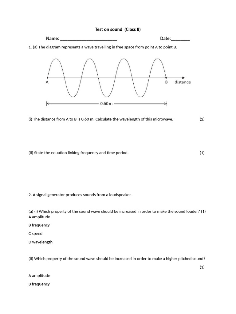 Class 8 Sound Test | PDF