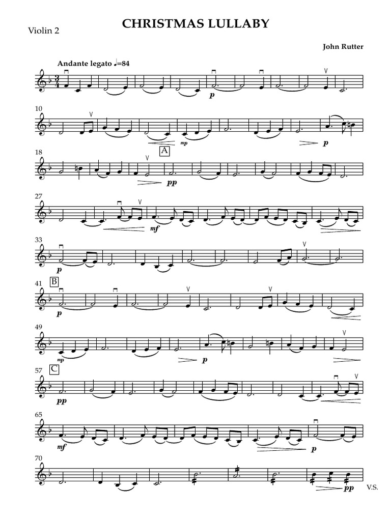 Christmas Lullaby - Violin 2 | PDF