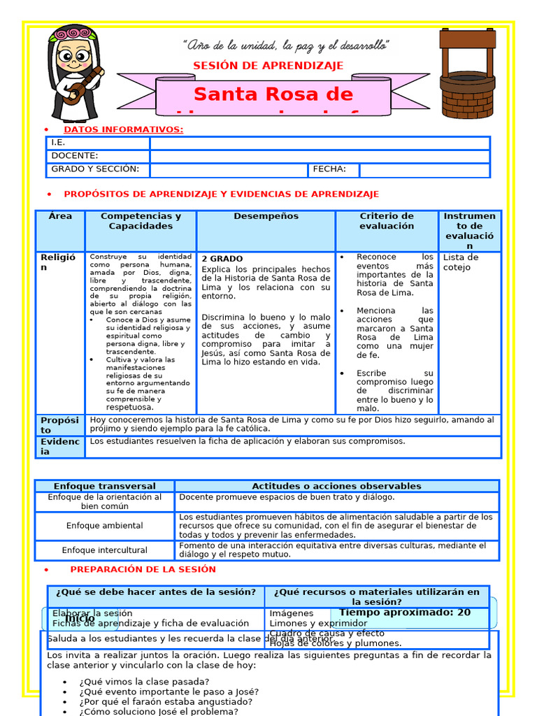 E8 Sesion D2 Religión Santa Rosa de Lima | PDF E8 Sesion D2 Religión Santa Rosa de Lima | PDF
