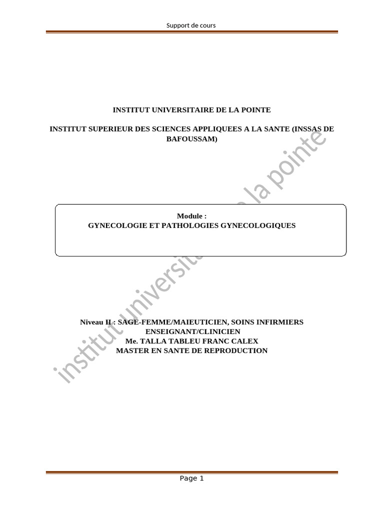 Cours de Gyneco Et Patho Gyneco 2024 | PDF