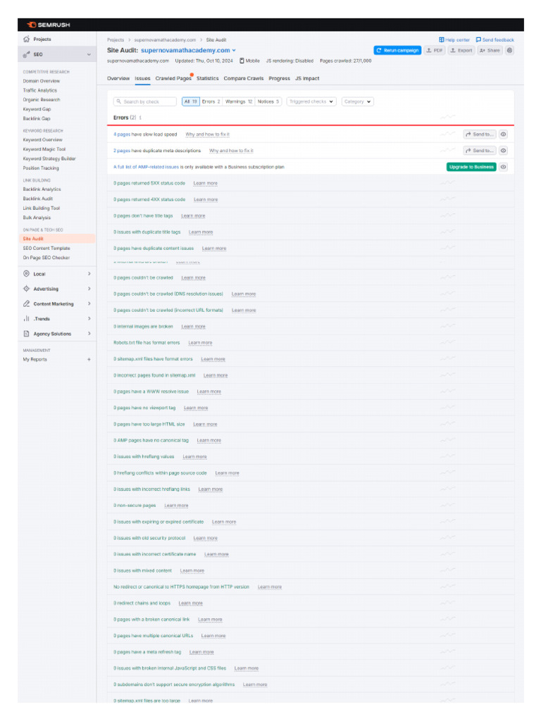 Screencapture SM Toolszen Siteaudit Campaign 21174714 Review Issues 2024 10 10 00 - 31 - 13 | PDF