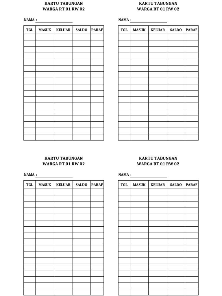 Kartu Tabungan | PDF