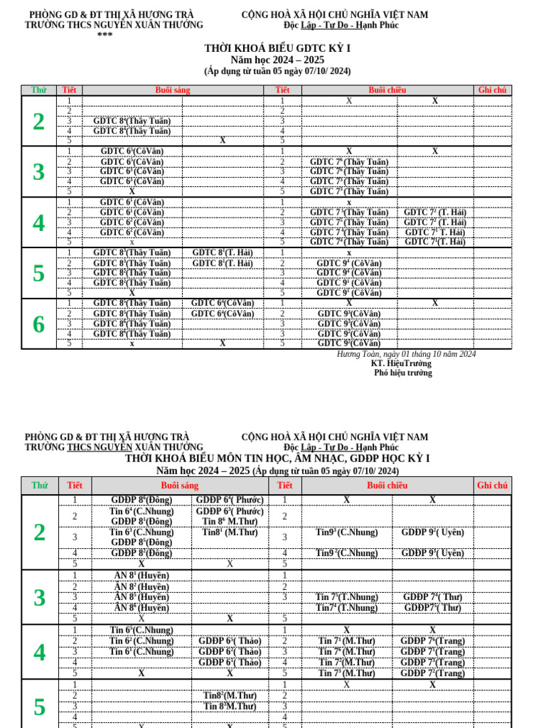 tkb NG hk2 2024 2025 tuần 4 | PDF