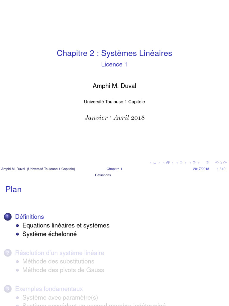 Mathématique L1 Beamer - Systeme - Myln | PDF