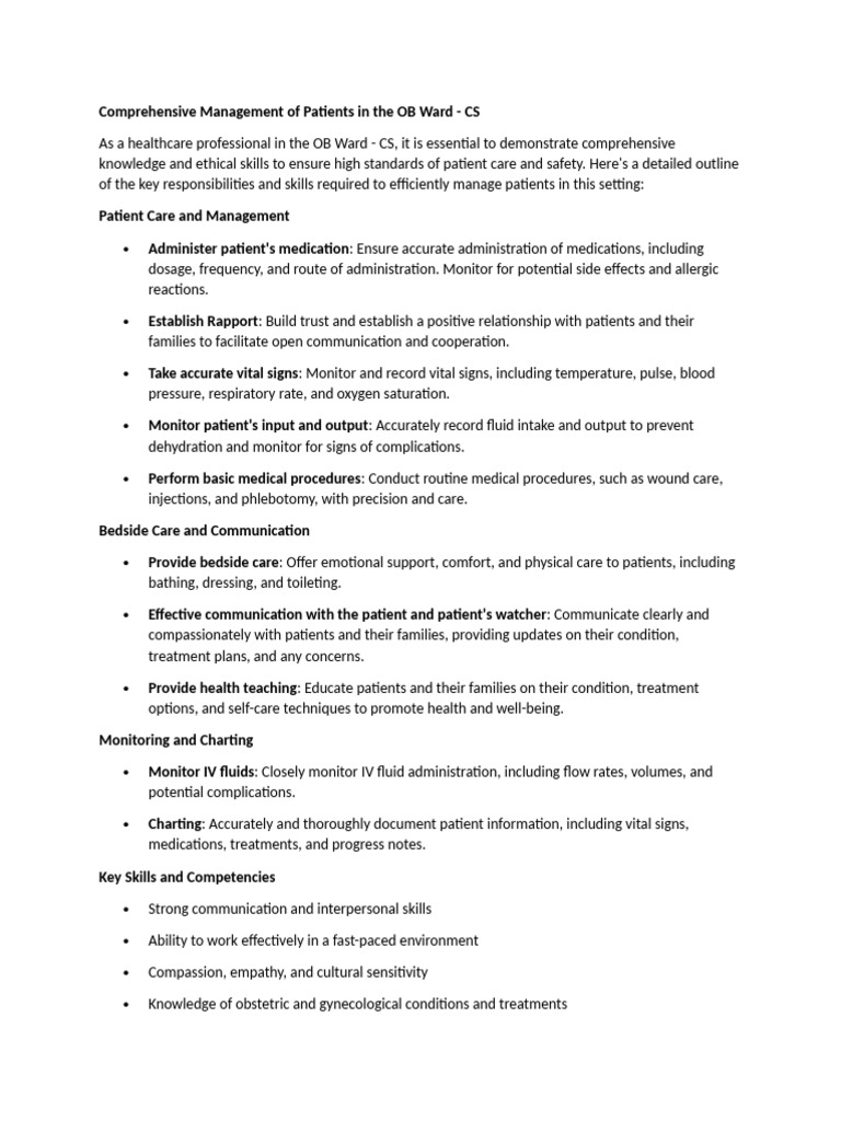 Comprehensive Management of Patients in the OB Ward | PDF
