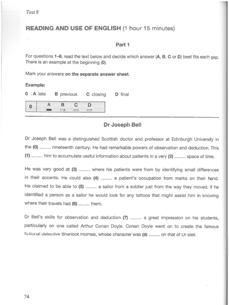 exerciseFCE READING TEST 8 | PDF
