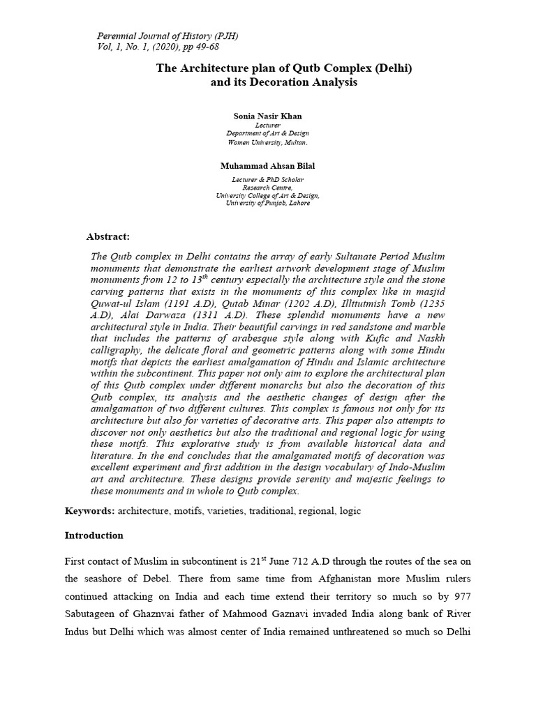 The Architecture Plan of Qutb Complex de | PDF