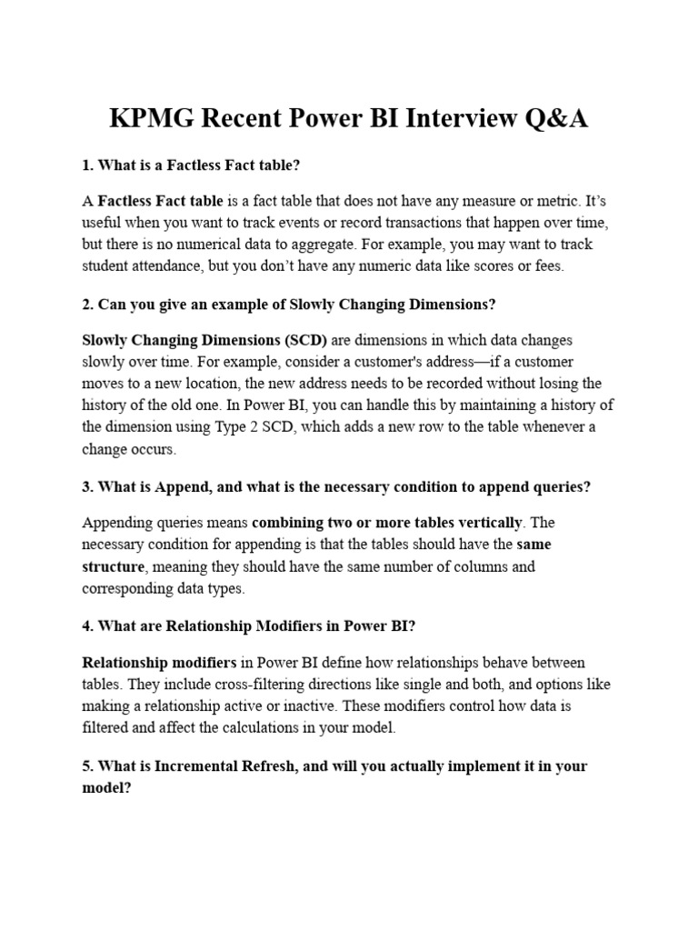 KPMG Power BI Interview Q&A Guide | PDF | Computer Programming ...