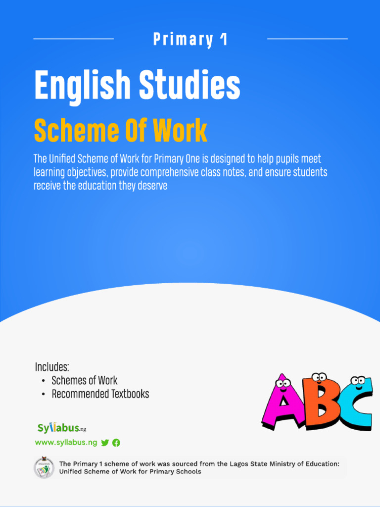 English Primary 1 Scheme of Work - syllabusNG | PDF