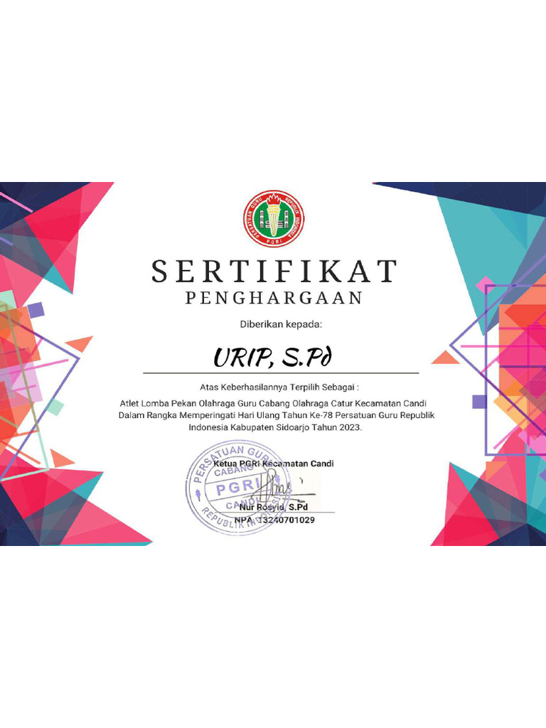 Sertifikat Urip, S.Pd | PDF