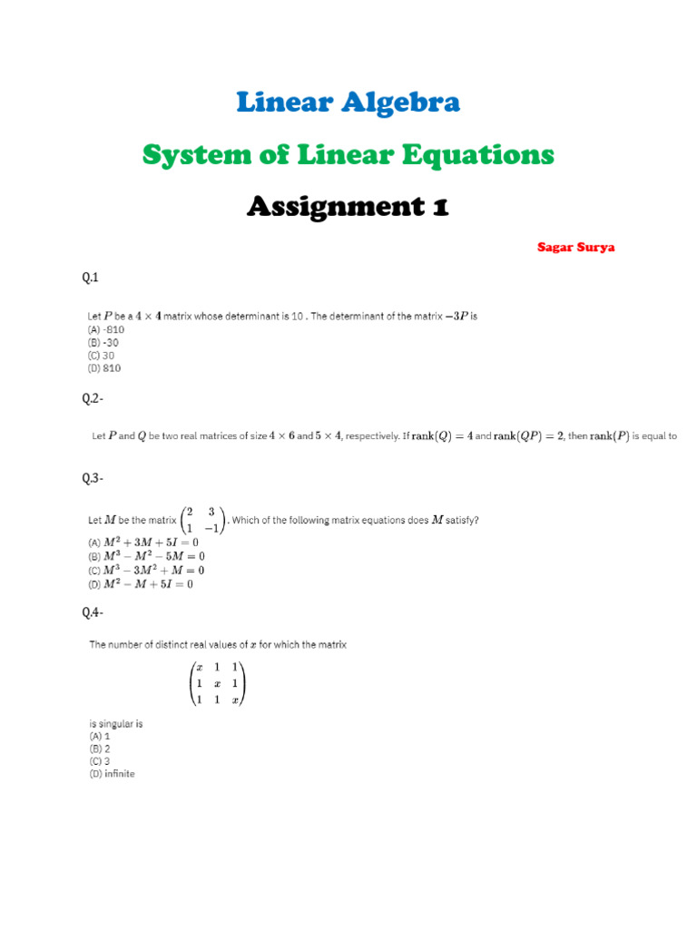 SOLE Assignment 1 - 2024 - Sagar Surya | PDF