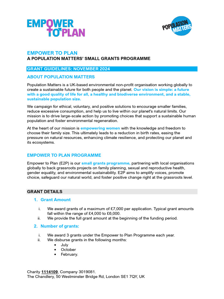Grant Guidelines Empower To Plan 2024 25 | PDF