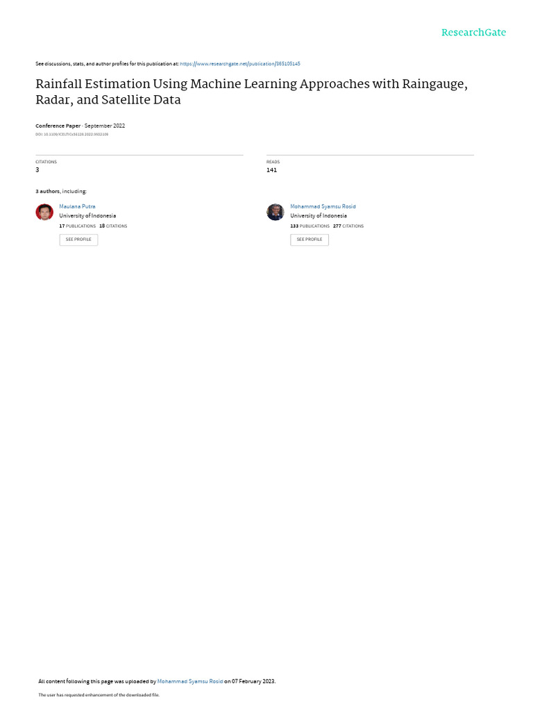 Published1IEEEpaper Rainfall Estimation Using Machine Learning-ICELTIC | PDF | Regression ...
