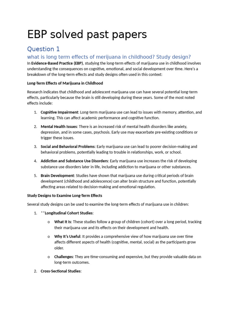 EBP Solved Past Papers Gcuf DPT 8th | PDF | Randomized Controlled Trial ...