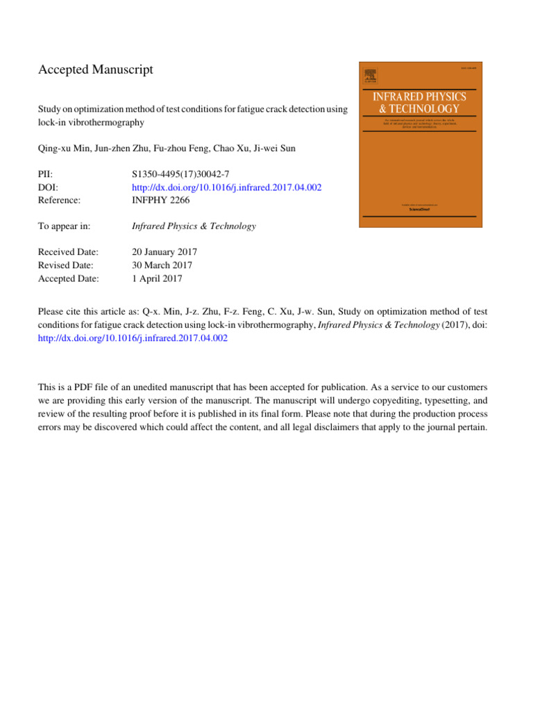 Optimization Method of Test Conditions For Fatigue Crack Detection ...