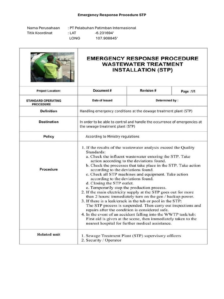 Emergency Response Procedure STP | PDF