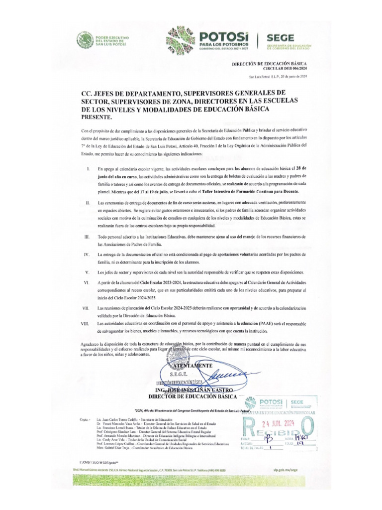 CIRCULAR DEB 0062024 | PDF