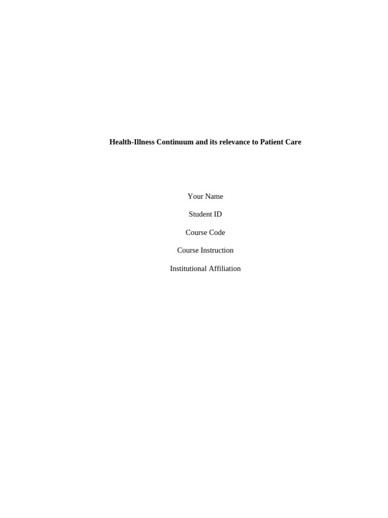 Health-Illness Continuum and Its Relevance To Patient Care | PDF ...