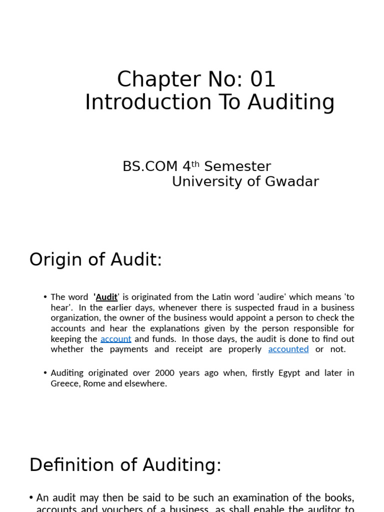 Chapter (1) Introduction To Auditing | PDF