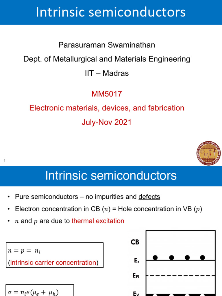 Intrinsic semiconductors | PDF