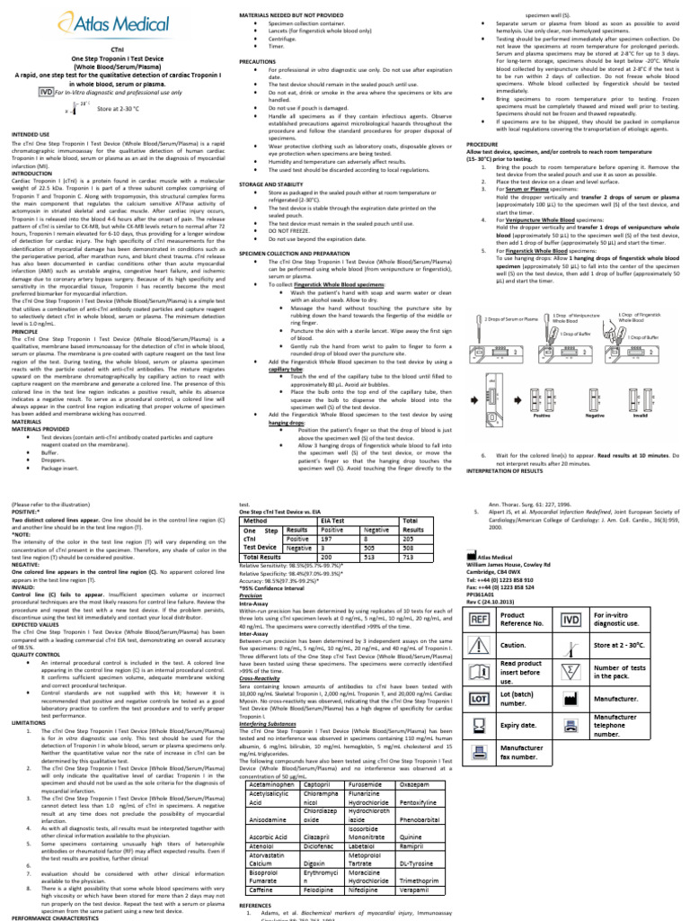 Troponin I Package Insert | PDF
