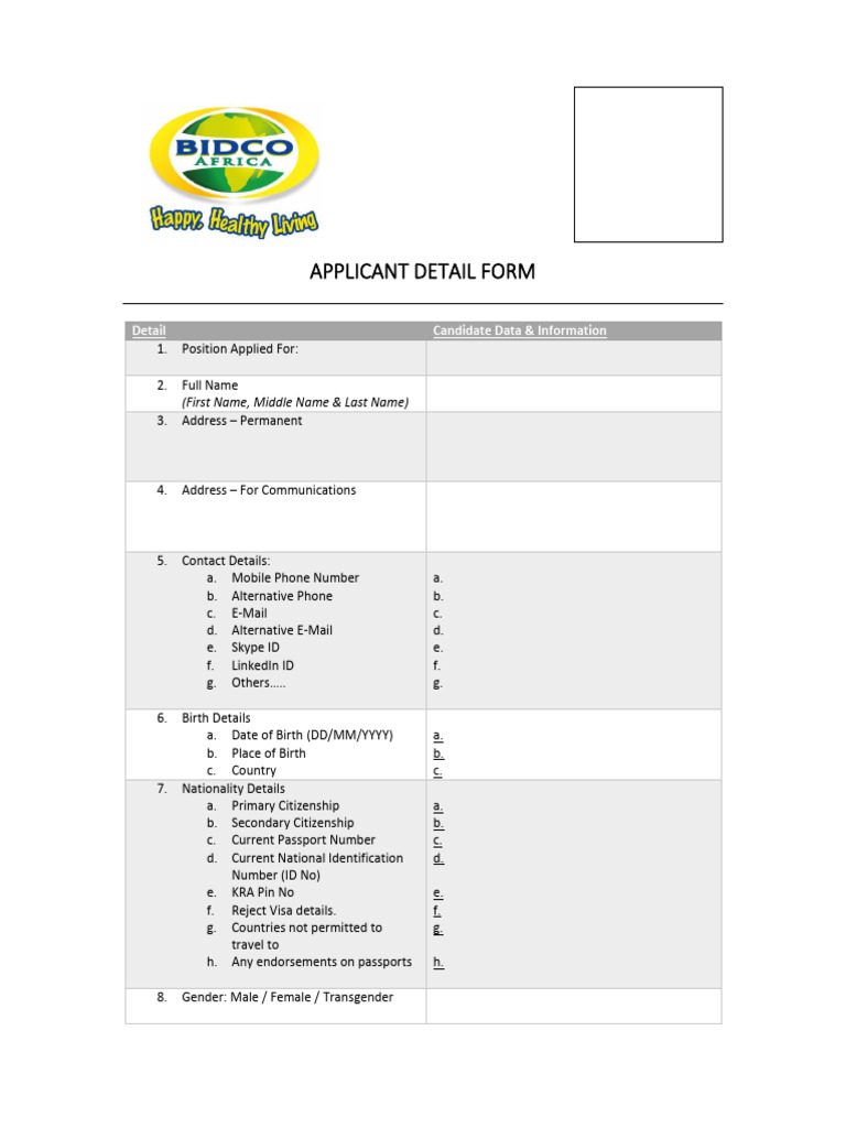 KE - ADF BAL - Application Detail Form 2024 | PDF