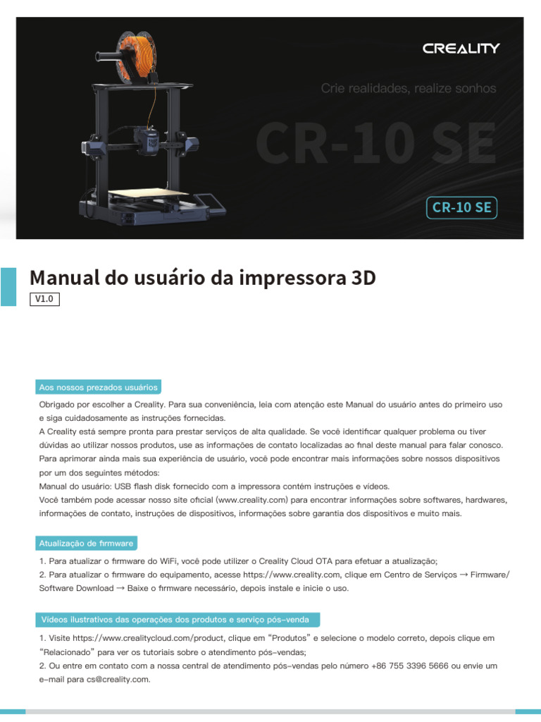 CR-10 SE-SM-001 - User Manual PT-BR | PDF