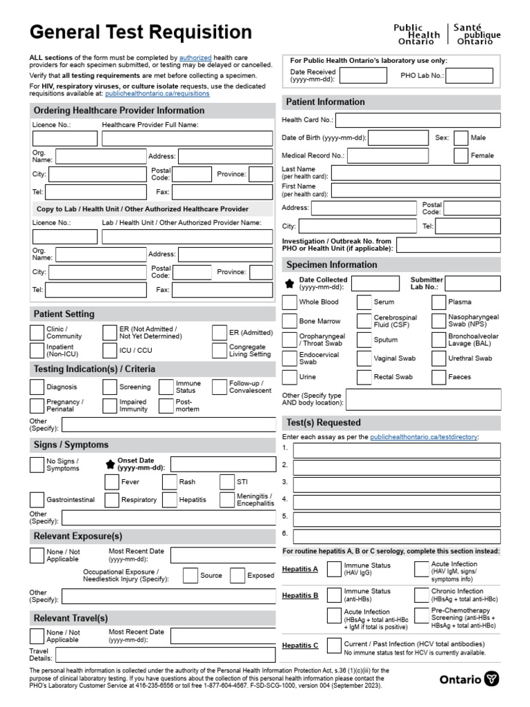 General Test Requisition | PDF