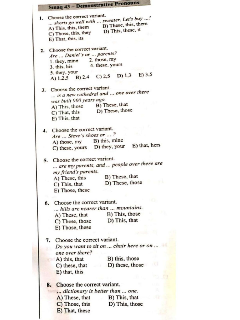 Demonstrative Pronouns 43 | PDF