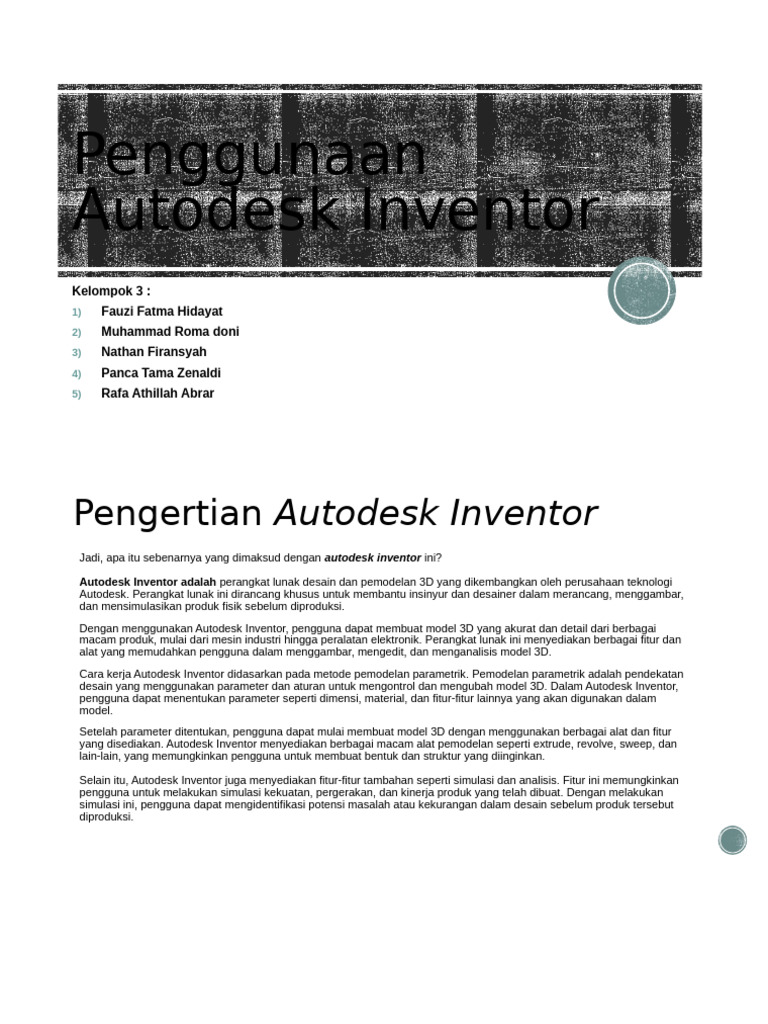 Tugas PPT Tentang Autodesk Inventor | PDF