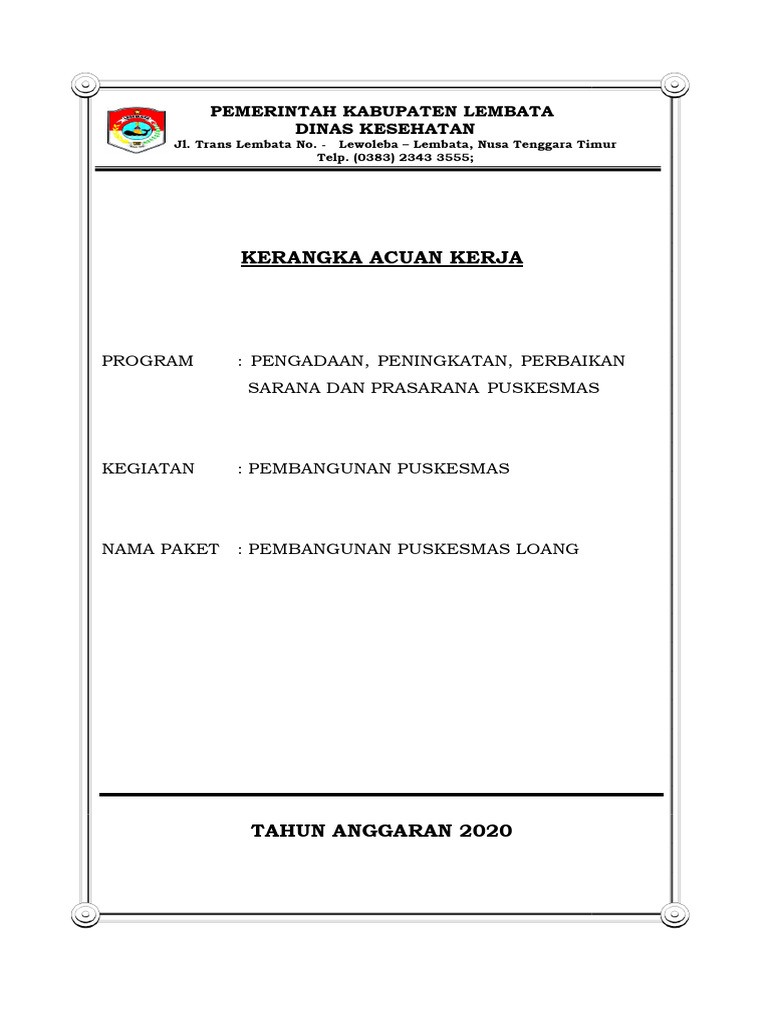 KAK Dan RKS Konstruksi Puskesamas Loang | PDF