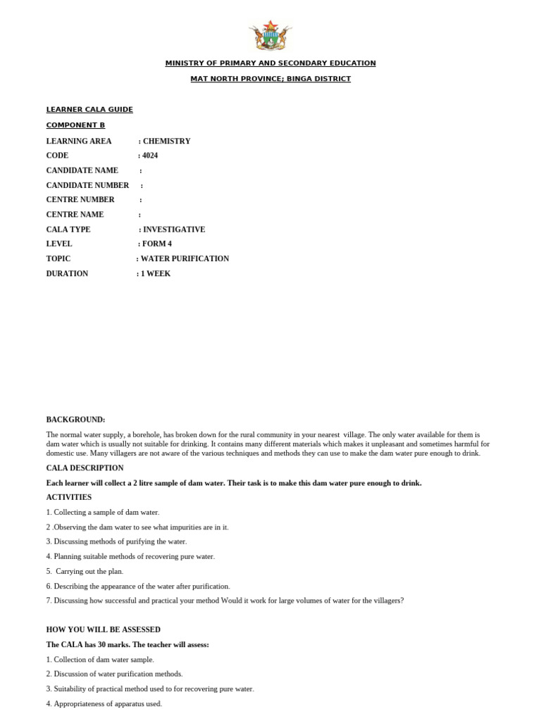 Chemistry Component B Pdf