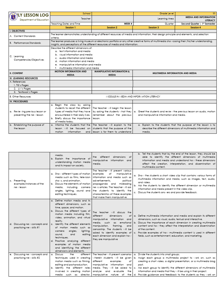 DLL MIL QUARTER 2 WEEK 4 | PDF | Multimedia | Social Science
