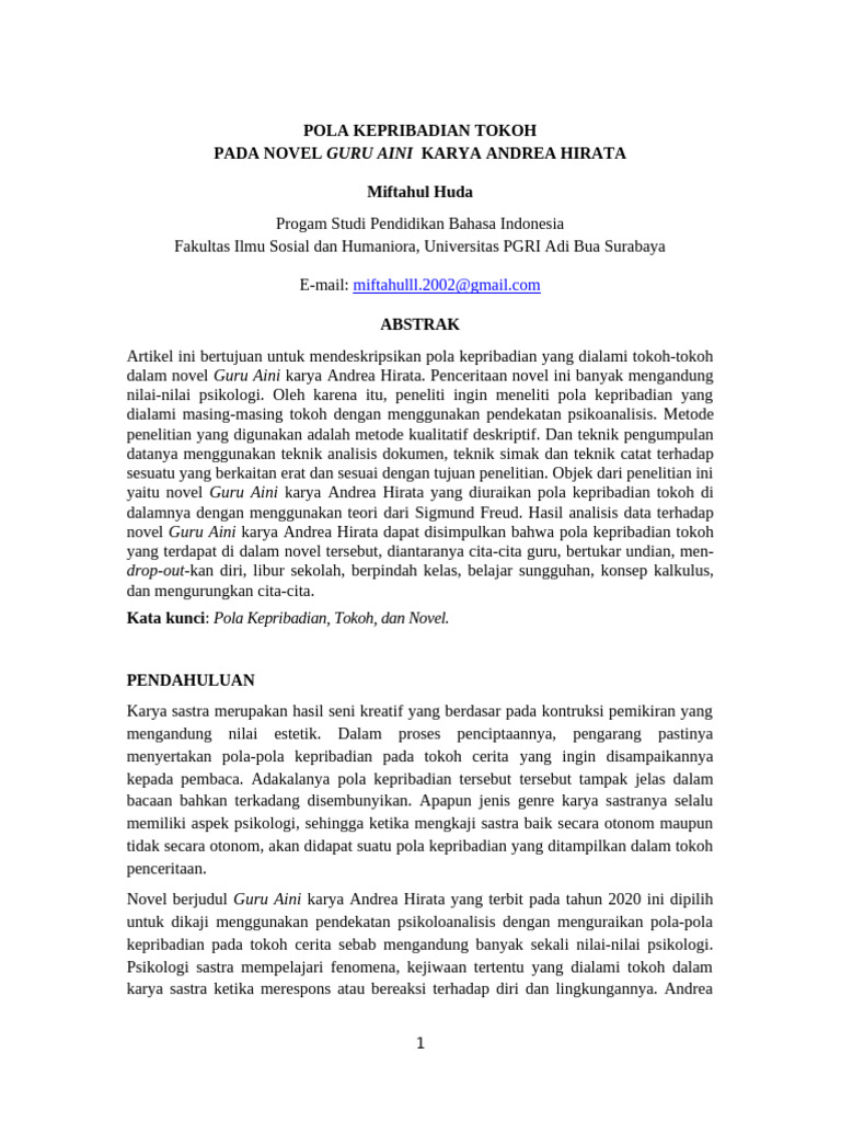 Analisis Novel Guru Aini | PDF