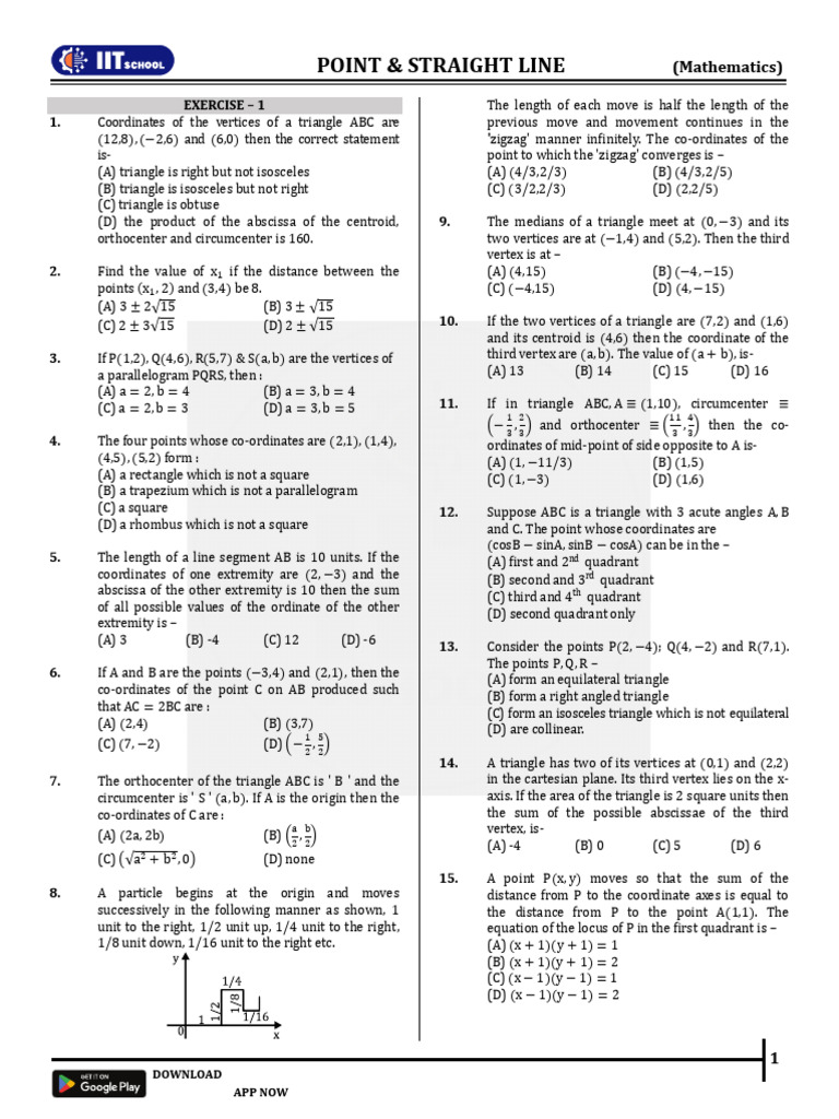 Ex - 01 To 04 - Point & Straight Line With Solution | PDF