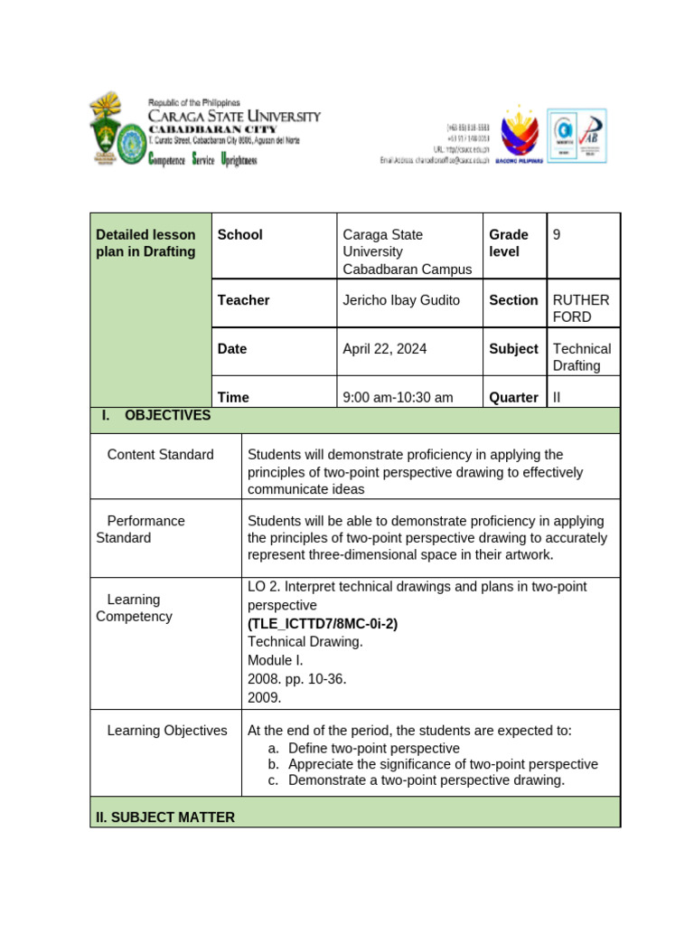 Lesson Plan Two Point Perspective Kotoko | PDF