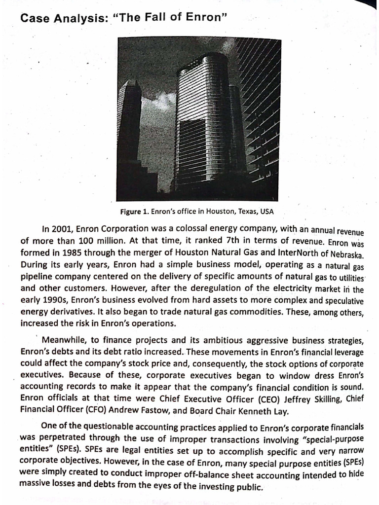 The Fall of Enron Case Study | PDF