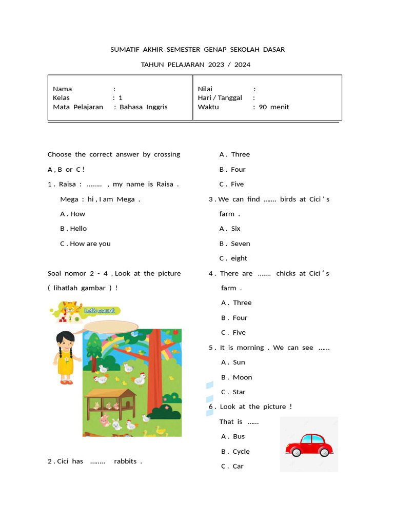 Sas Bahasa Inggris 1 Genap | PDF