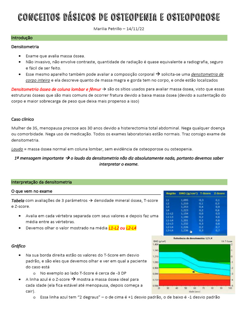 Conceitos Básicos de Osteopenia e Osteoporose | PDF