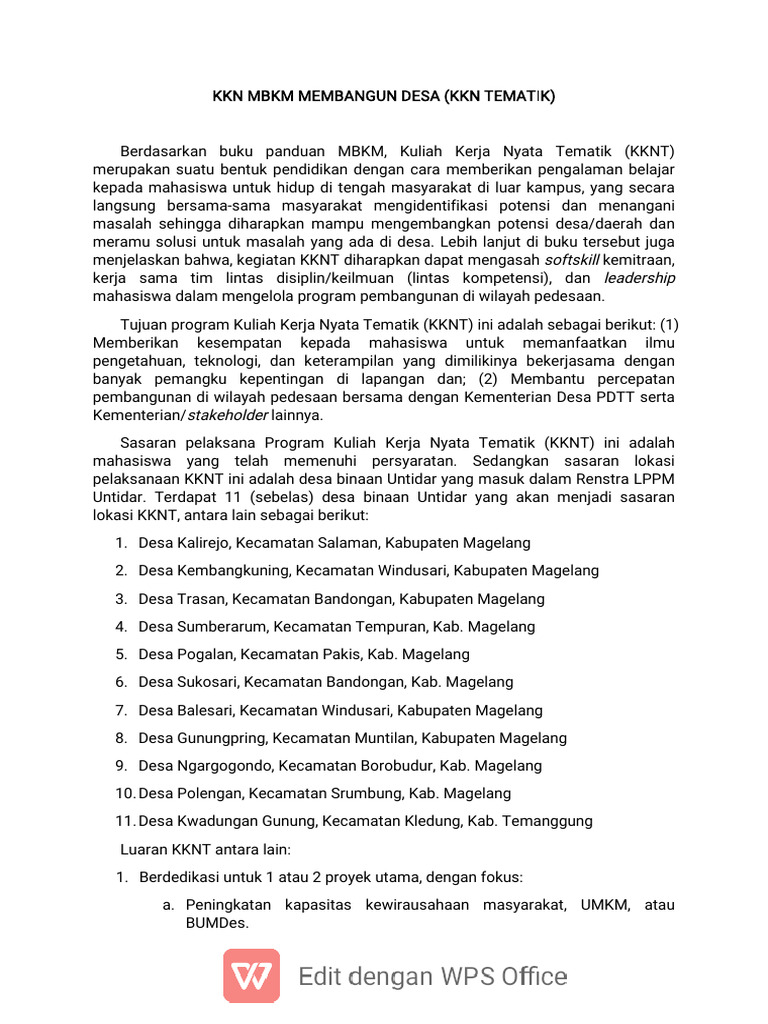Konsep KKN MBKM Membangun Desa | PDF