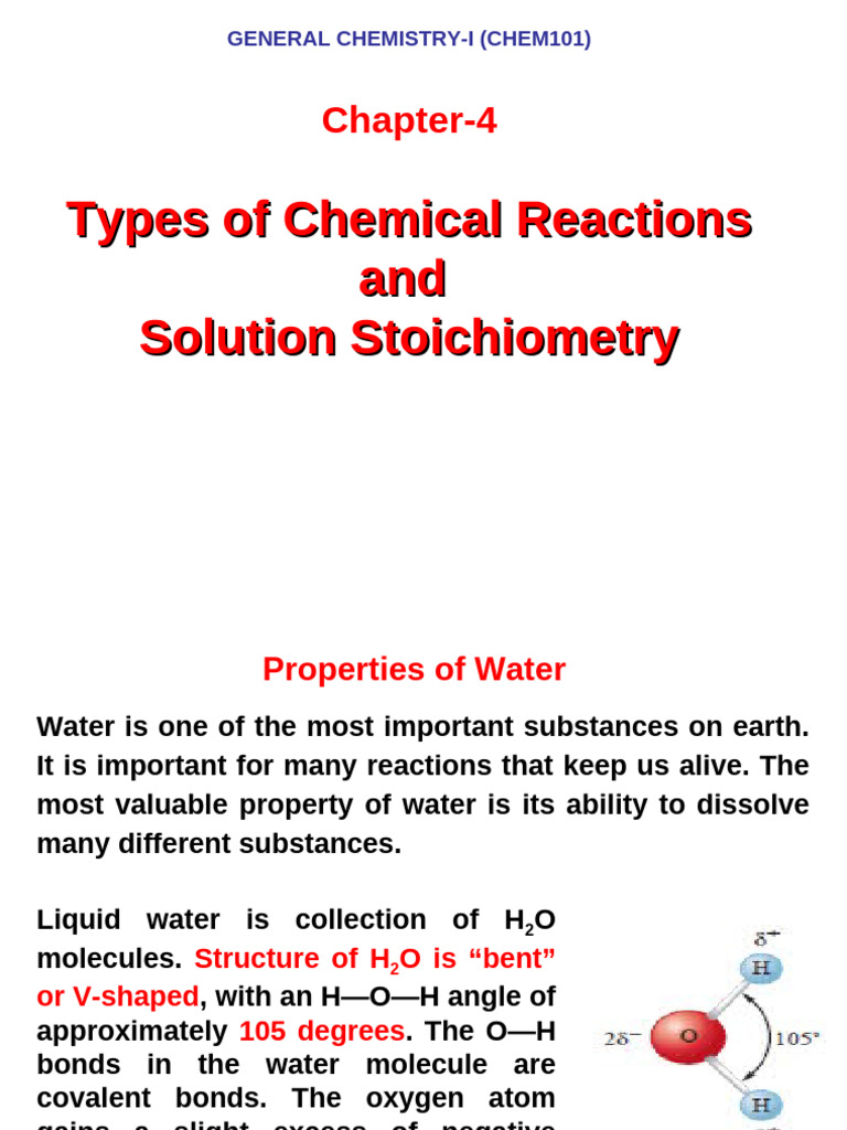 CHEM101 Ch-4 Types of Chemical Reactions | PDF