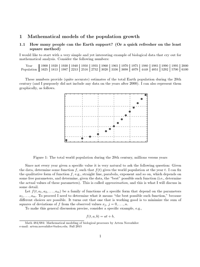 1 Mathematical Models of The Population Growth | PDF