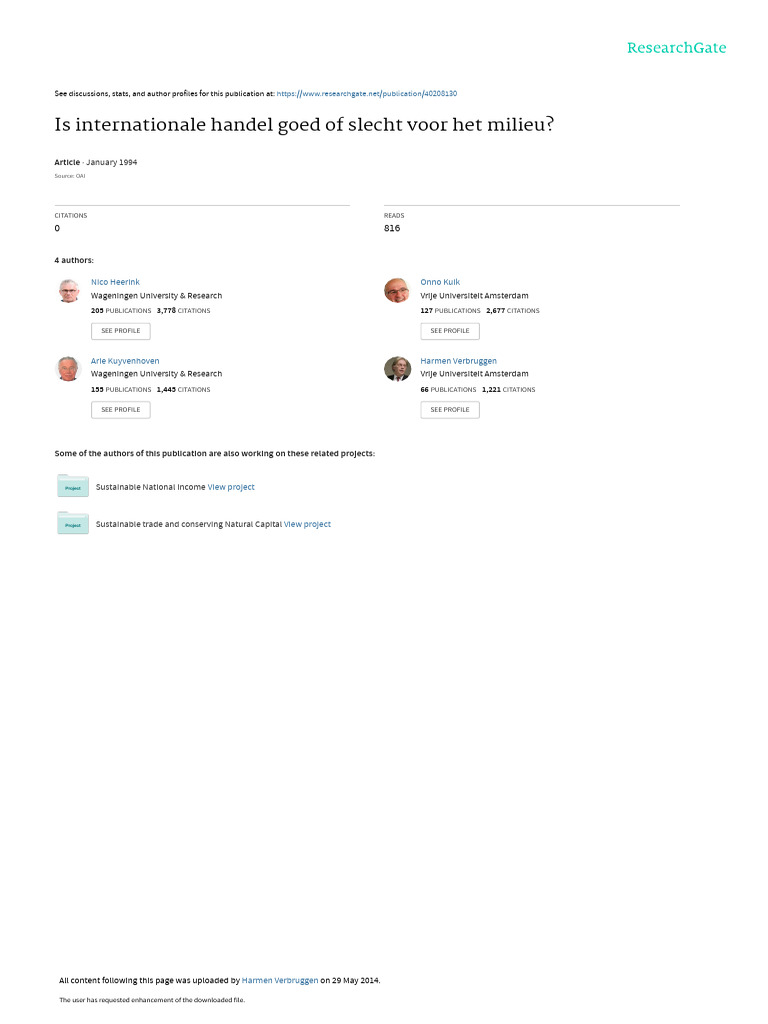 Is Internationale Handel Goed of Slecht Voor Het M | PDF