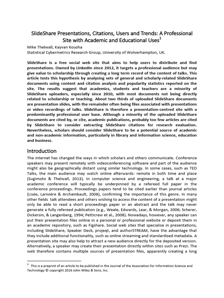 Slide Share Paper Preprint | PDF