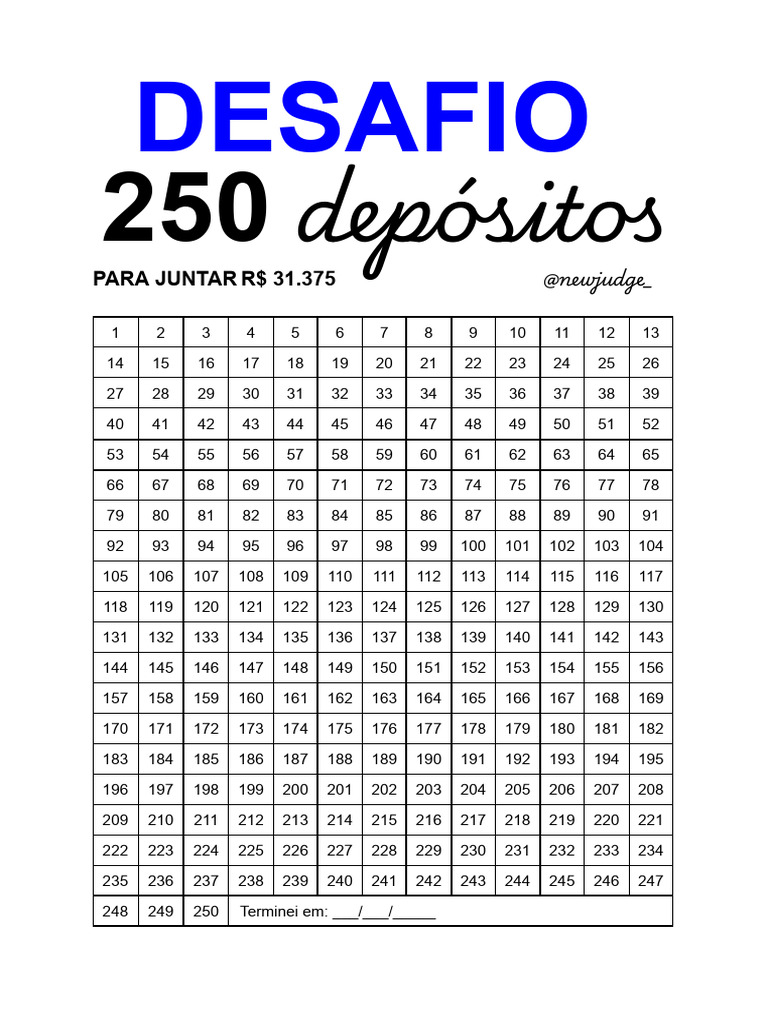 Desafio 250 depósitos | PDF