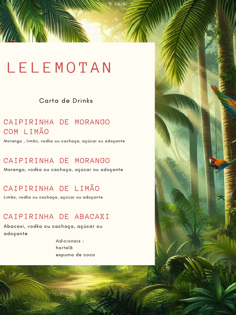 Cardapio Menu Drinks Minimalista Tropical Branco.pdf | PDF