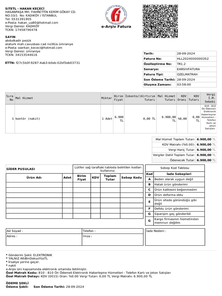 E-Arşiv Fatura | PDF