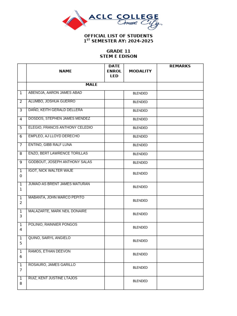 Grade 11 Stem e Edison Sy 2024 2025 | PDF